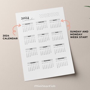 2024 Monthly Planner, Month on 2 Pages, Minimalist Printable PDF ...