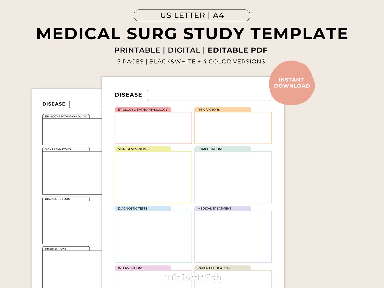 Editable Med Surg Study Template, Nursing School Concept Map, Medical ...
