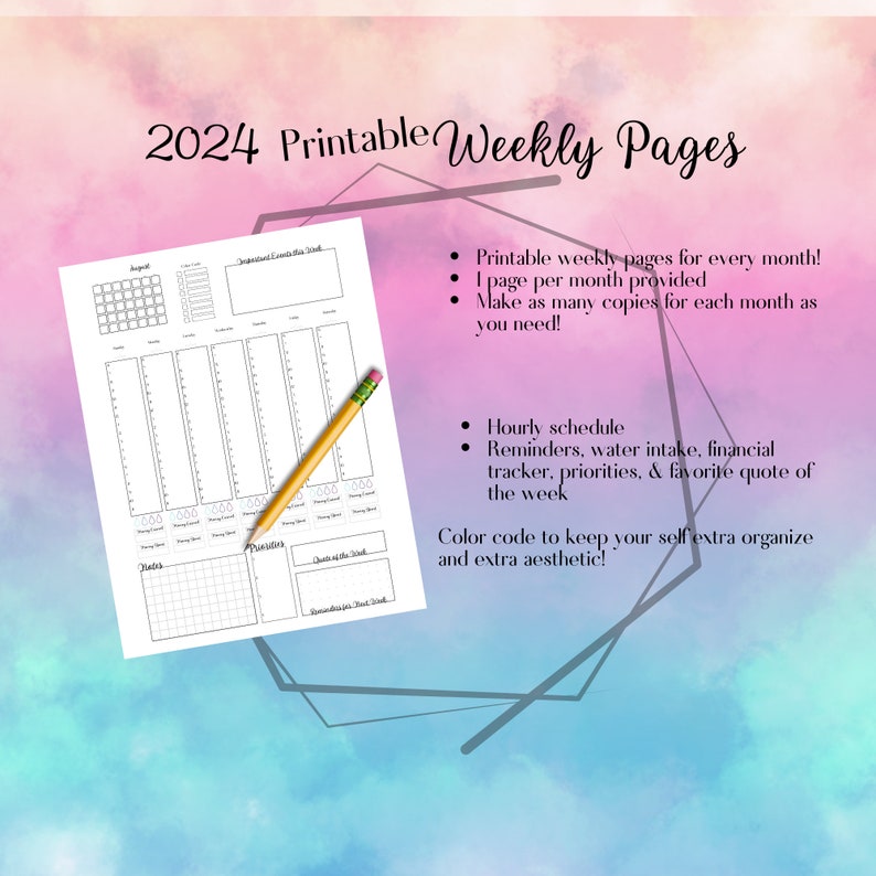 2024 Weekly Print Out, Printable Weekly Planner, Printable Planner ...