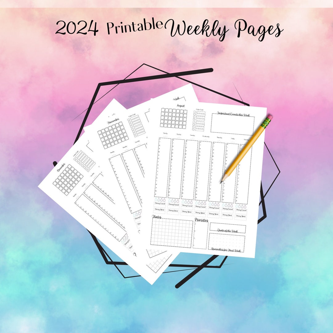 2024 Weekly Print Out, Printable Weekly Planner, Printable Planner ...