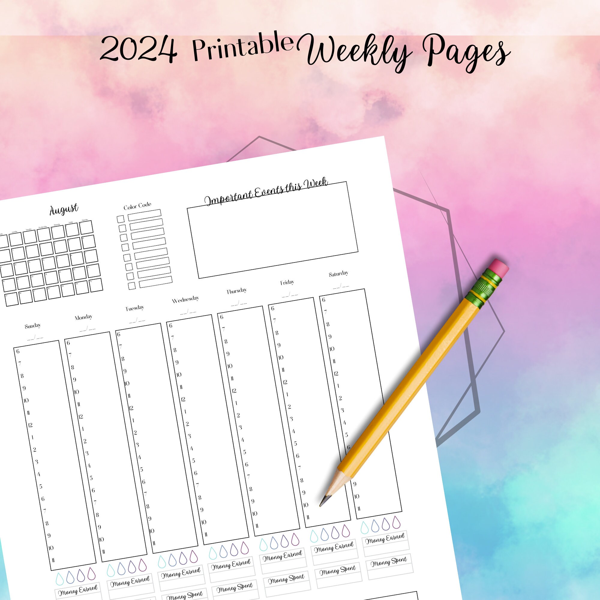 2024 Weekly Print Out, Printable Weekly Planner, Printable Planner ...