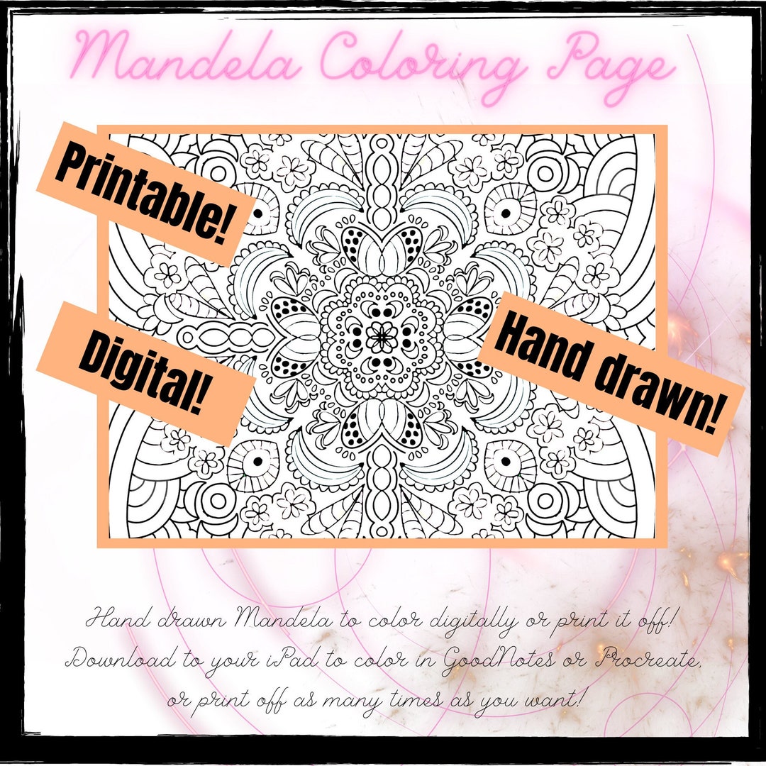 Mandela Coloring Page, Digital Coloring Page, Printable Coloring Page ...