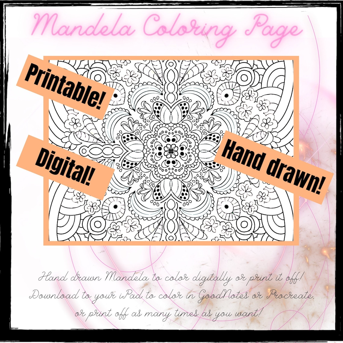 Mandela Coloring Page, Digital Coloring Page, Printable Coloring Page ...