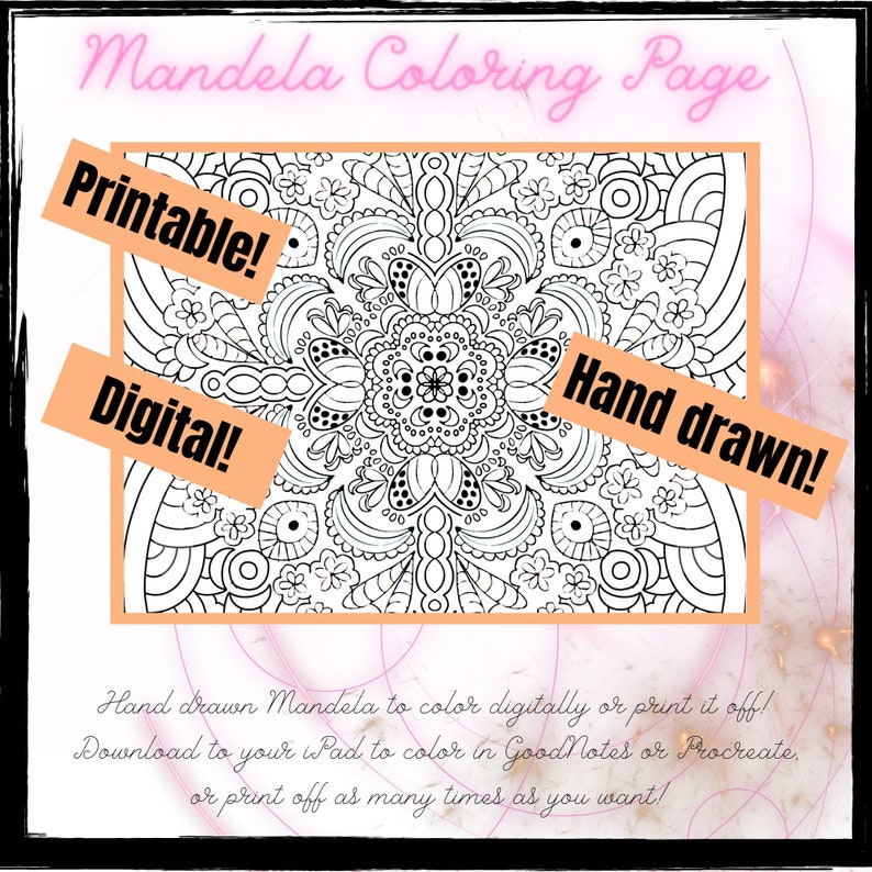 Mandela Coloring Page, Digital Coloring Page, Printable Coloring Page ...