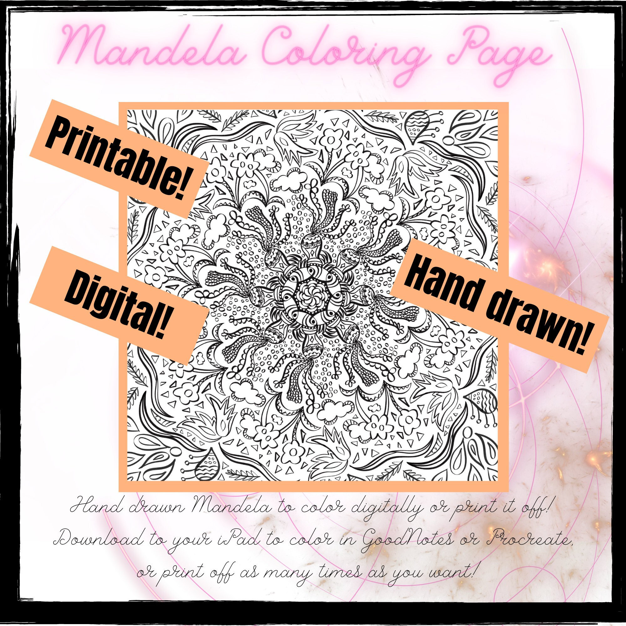 Mandela Coloring Page, Digital Coloring Page, Printable Coloring Page ...