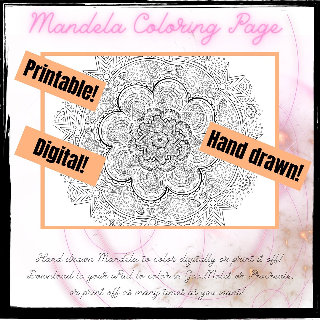 Mandela Coloring Page, Digital Coloring Page, Printable Coloring Page ...