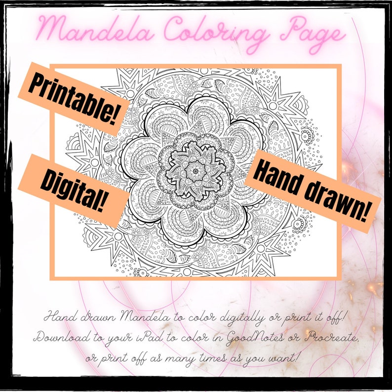 Mandela Coloring Page, Digital Coloring Page, Printable Coloring Page ...