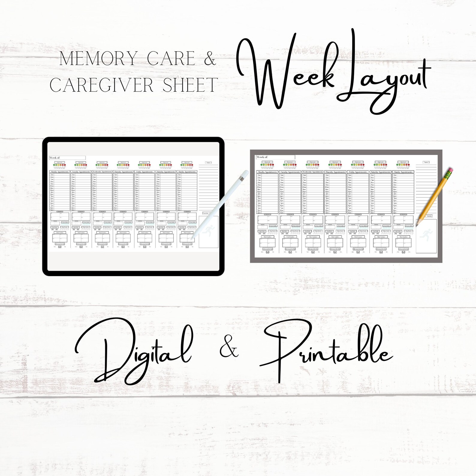 Memory Care Weekly Checkin, Caregiver Sheet, Caregiver Checkin, Memory ...