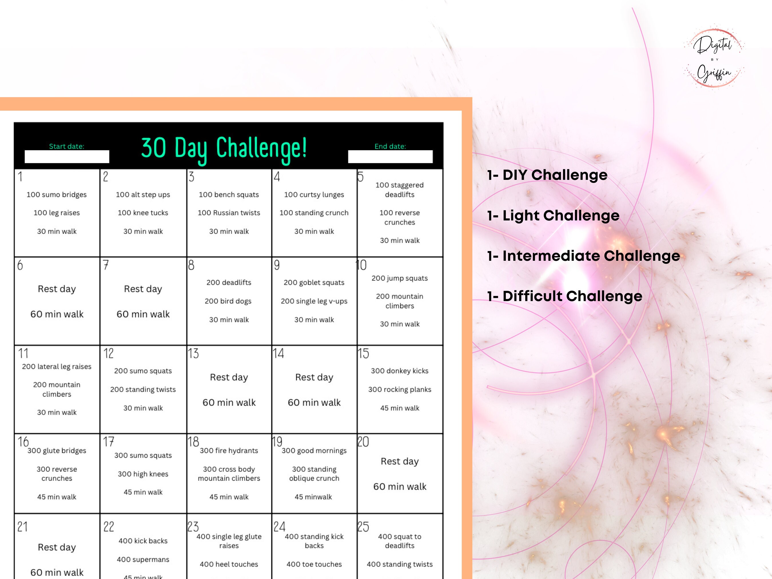 30 Day 3 LEVELS Challenge, Custom Challenge, Workout 30 Day Challenge ...
