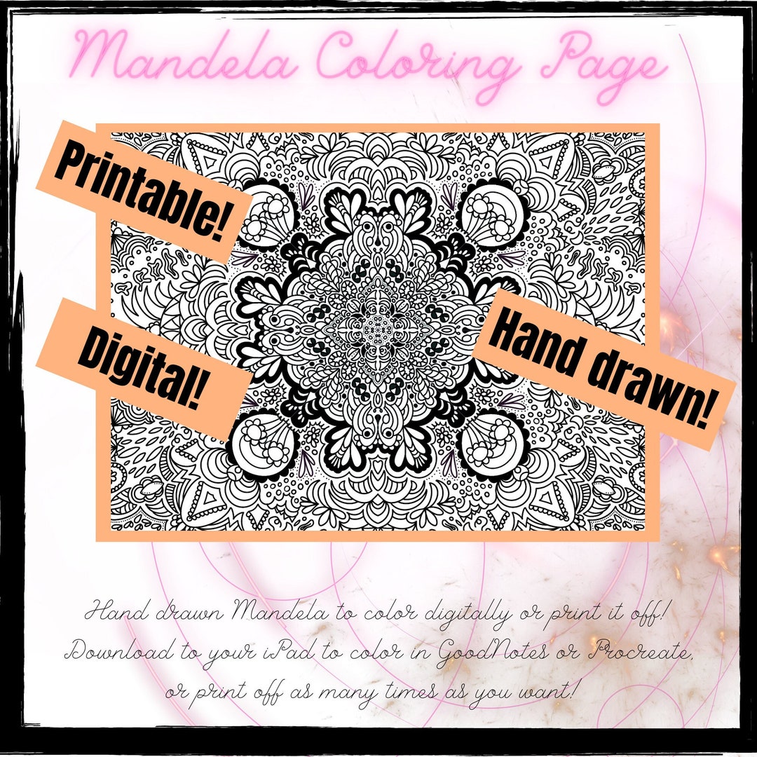 Mandela Coloring Page, Digital Coloring Page, Printable Coloring Page ...