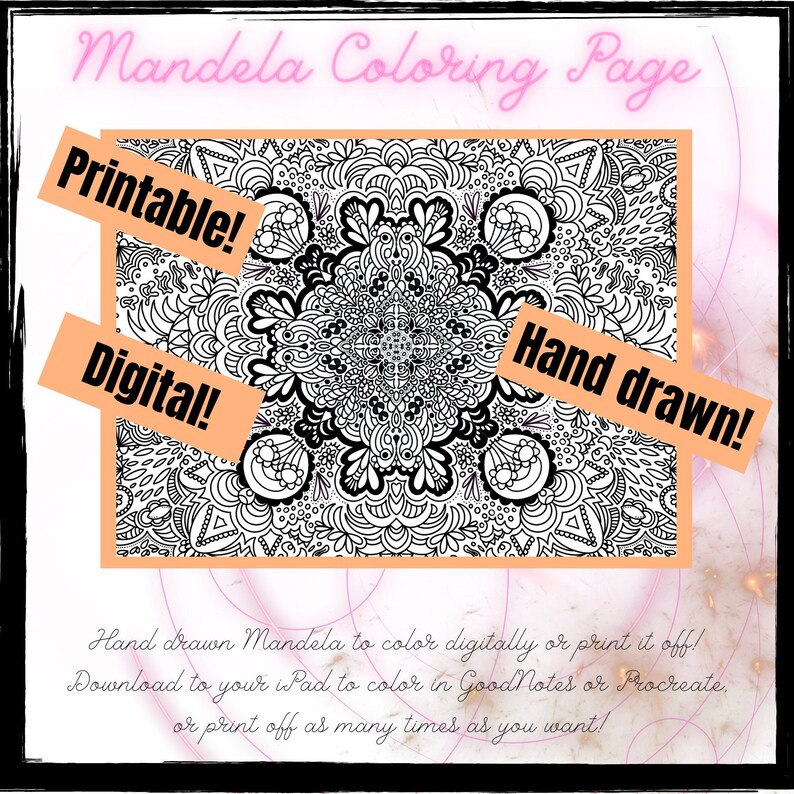 Mandela Coloring Page, Digital Coloring Page, Printable Coloring Page ...