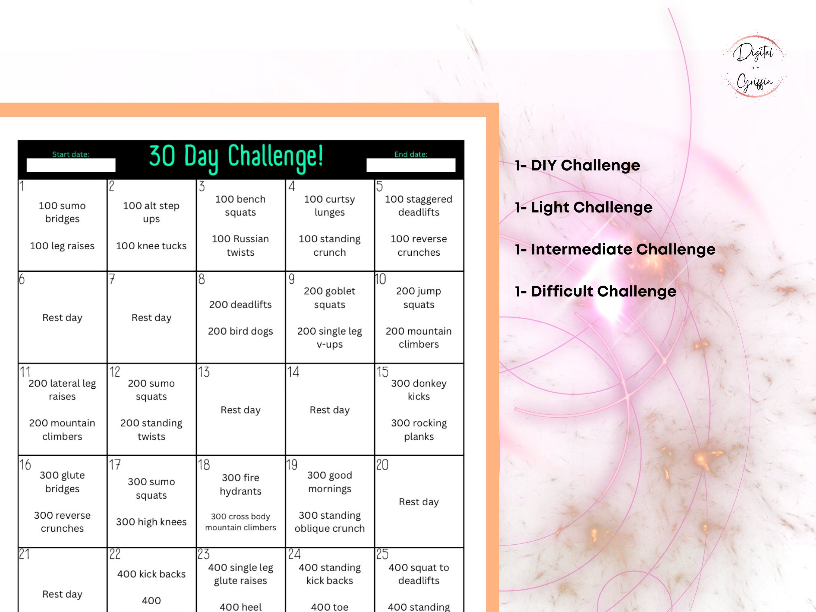 30 Day 3 LEVELS Challenge, Custom Challenge, Workout 30 Day Challenge ...