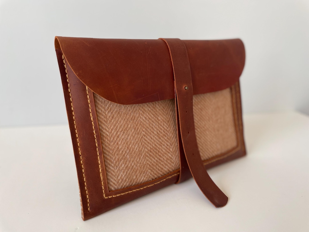 Handmade Leather & Wool Tablet Sleeve – Rustic Minimalist Case ...