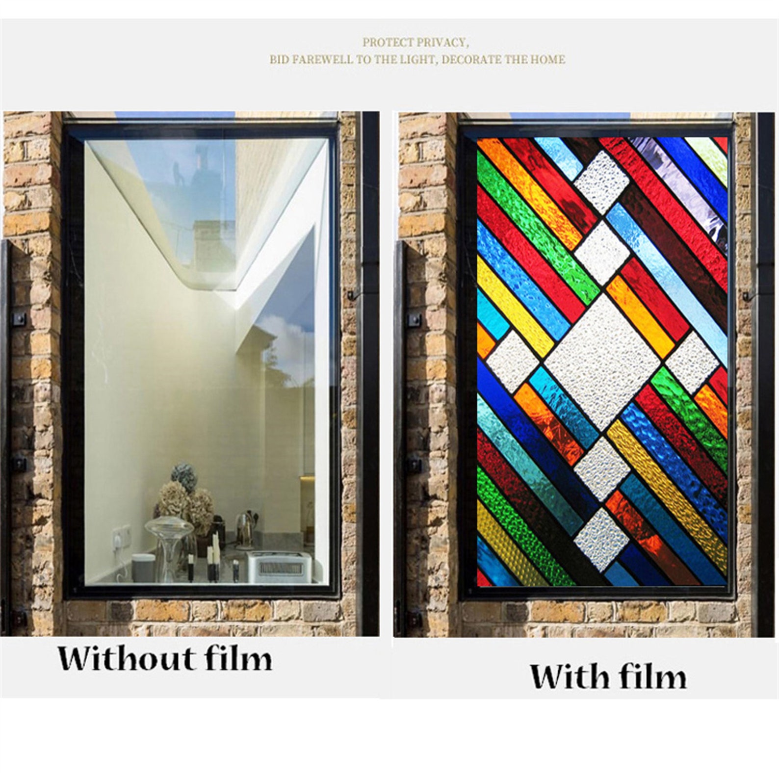 Custom Size Window Film Frosted Stained Glass Films Rainbow Effect ...