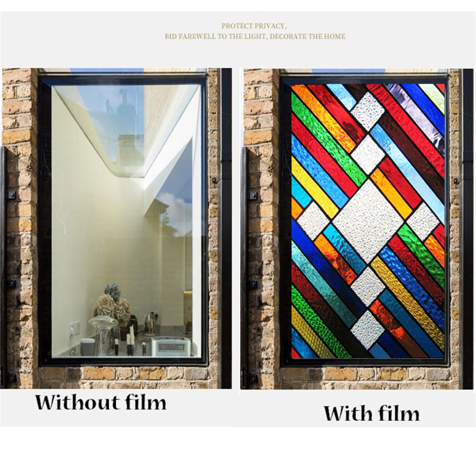 Custom Size Window Film Frosted Stained Glass Films Rainbow Effect ...