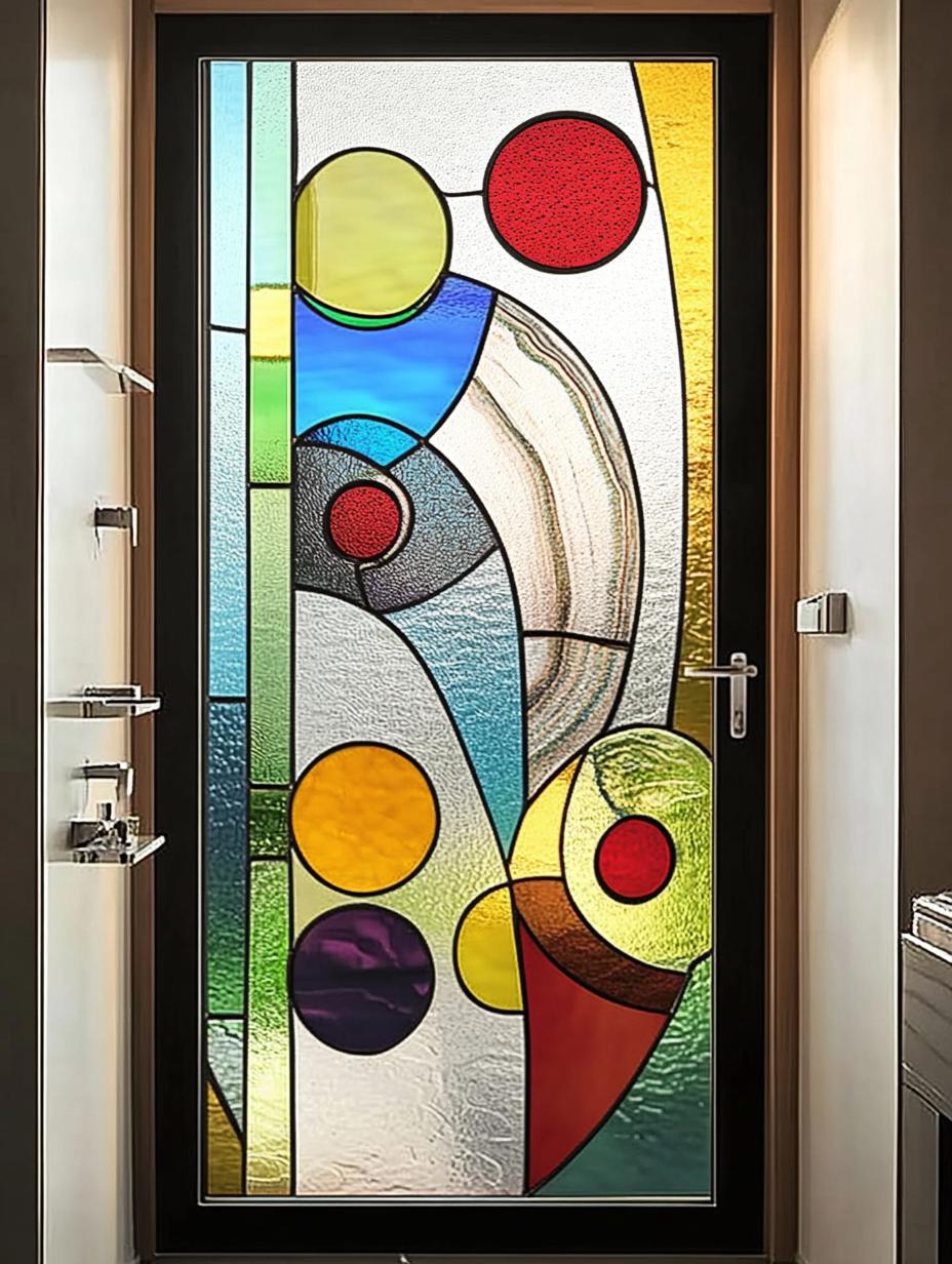 Custom Size Modern Geometric Circle Stained Glass Window Film Abstract ...