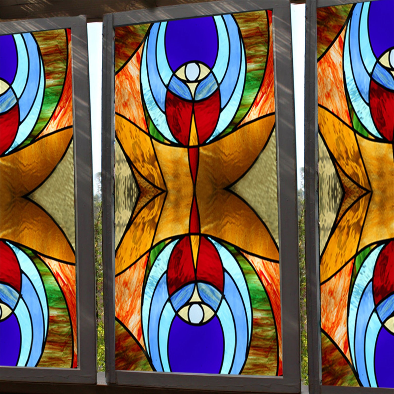 Custom Size Window Film Frosted Stained Glass Films Rainbow Effect ...