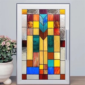 Custom Size Window Film Stained Glass Stickers Static Cling Frosted Privacy 3D Print Rainbow ...
