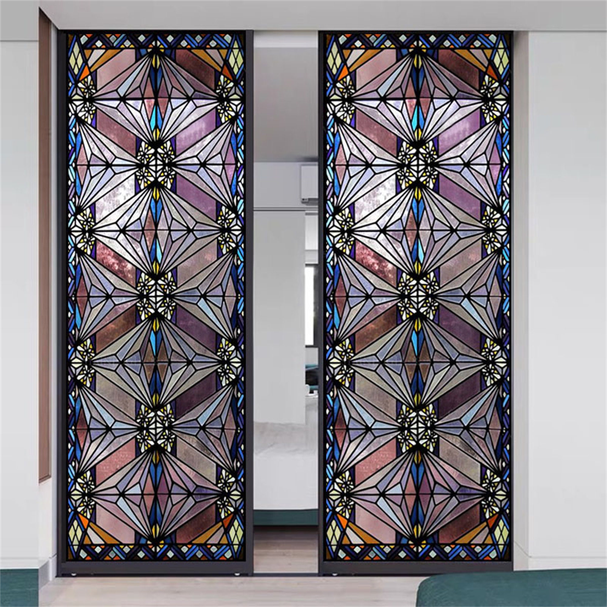 Custom Size Stained Glass Window Film Frosted Privacy Window Film ...
