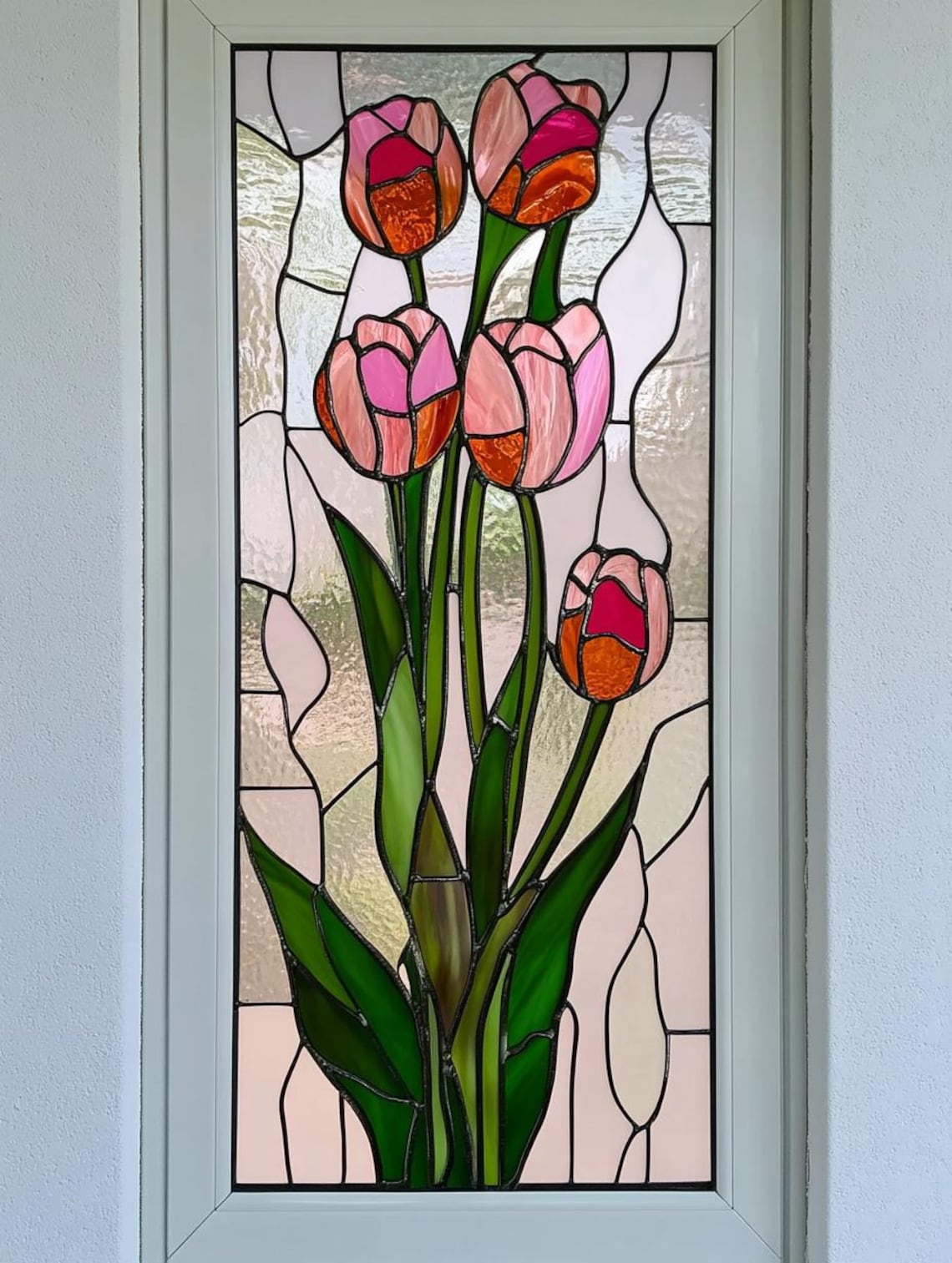 Custom Size Tulip Stained Glass Window Film Privacy Decorative Window ...