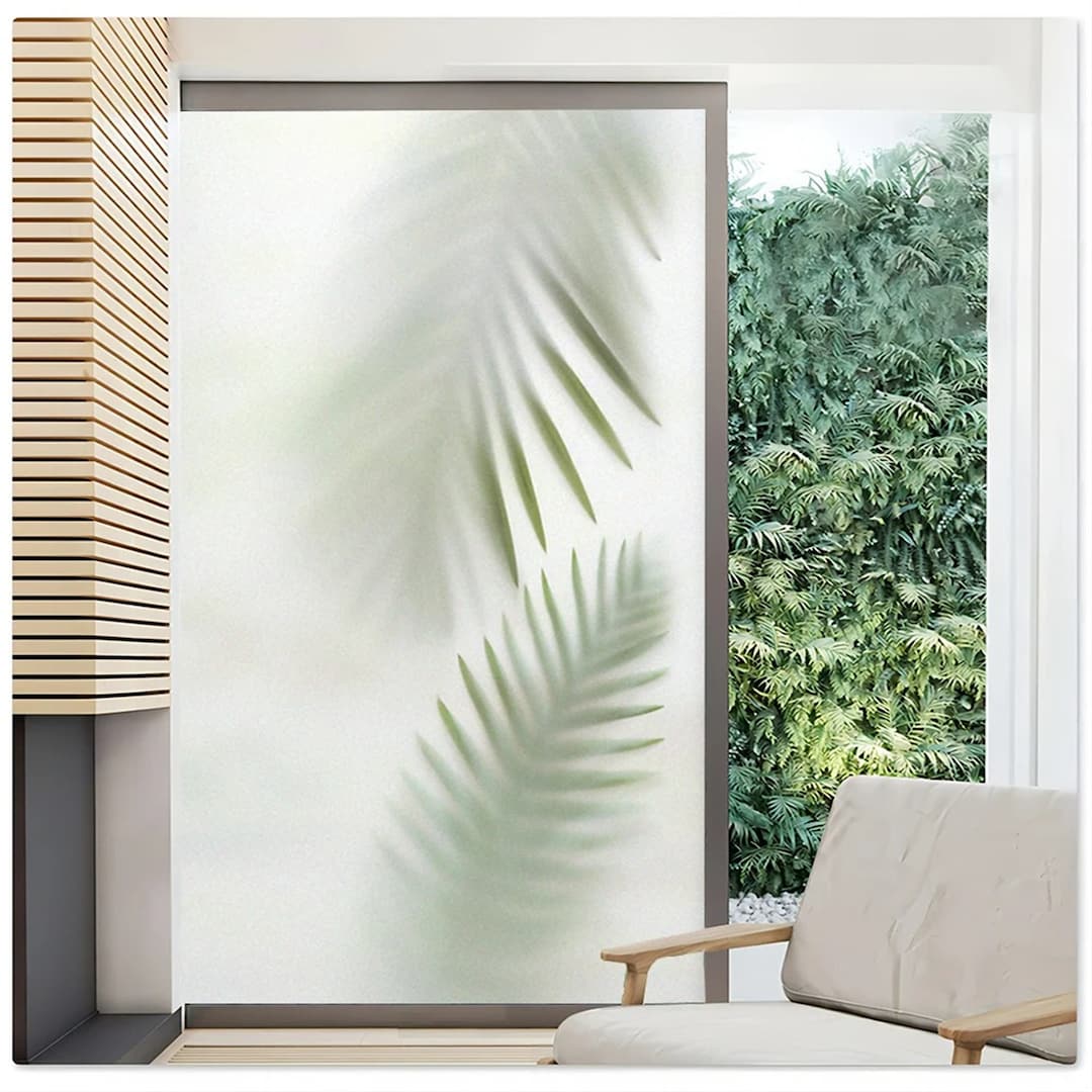 Custom Size Hazy Palm Leaf Privacy Window Film Sun Blocking PVC Non ...