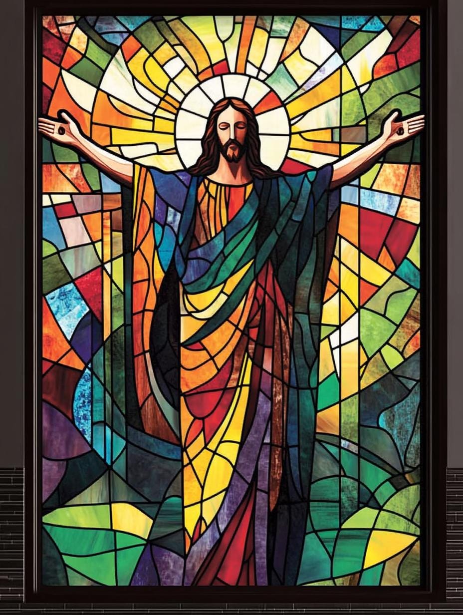 Custom Size Jesus Resurrection Stained Glass Window Privacy Film ...