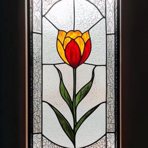 Custom Size Stained Glass Window Film Tulip Design Privacy Cling for ...