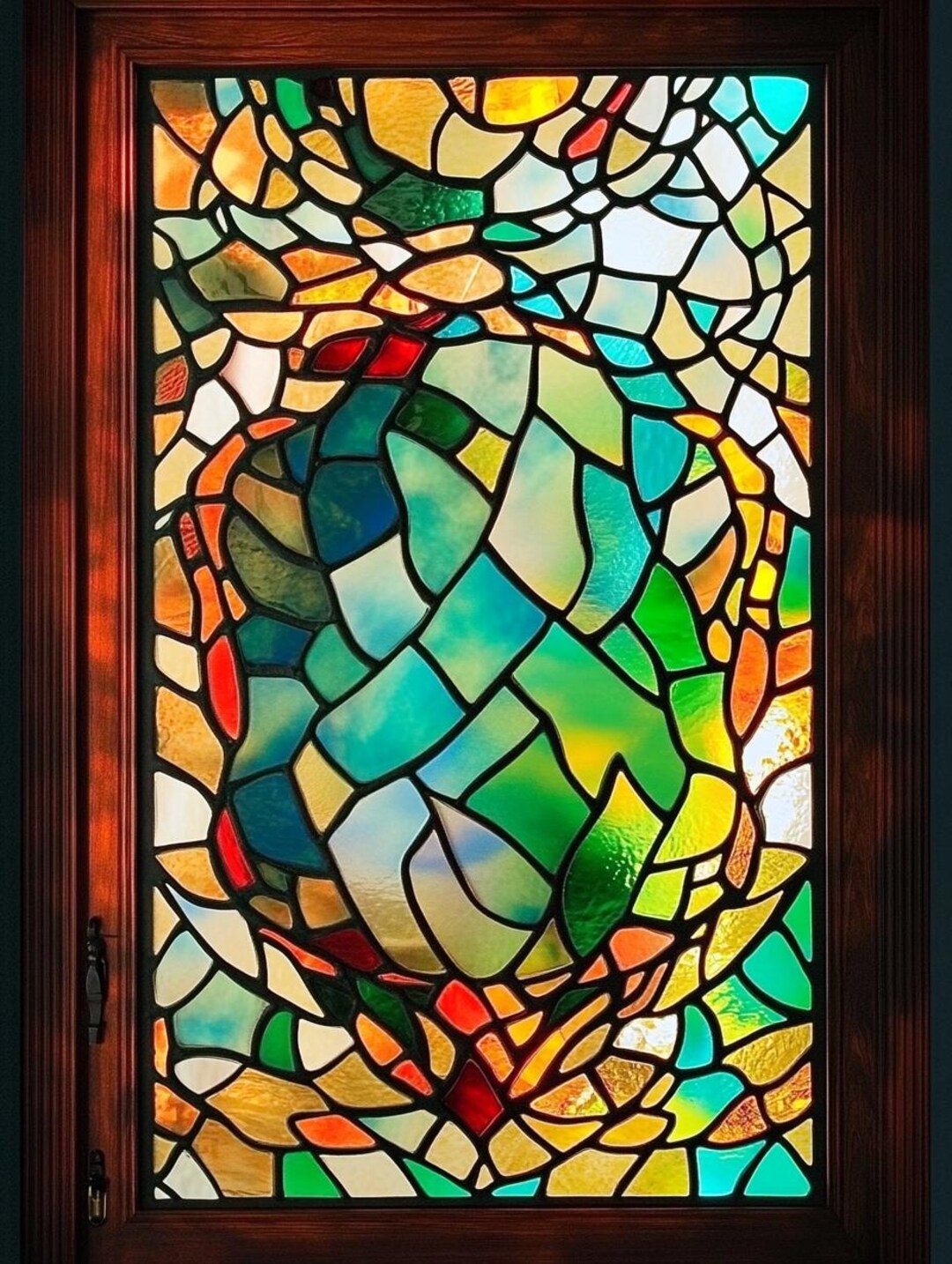 Custom Size Forest Canopy Stained Glass Window Decal Artistic Leaf ...