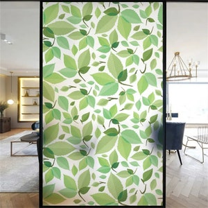 Custom-sized Lush Green Leaves Privacy Window Film Decorative Glass ...