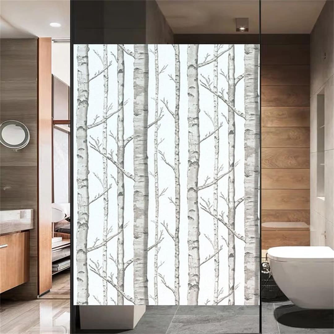 Window Film Custom Size Gold Birch Tree Frosted Window Stickers Static ...