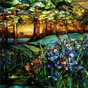 Custom Size Window Film Retro Landscape Stained Glass Film for Bathroom ...