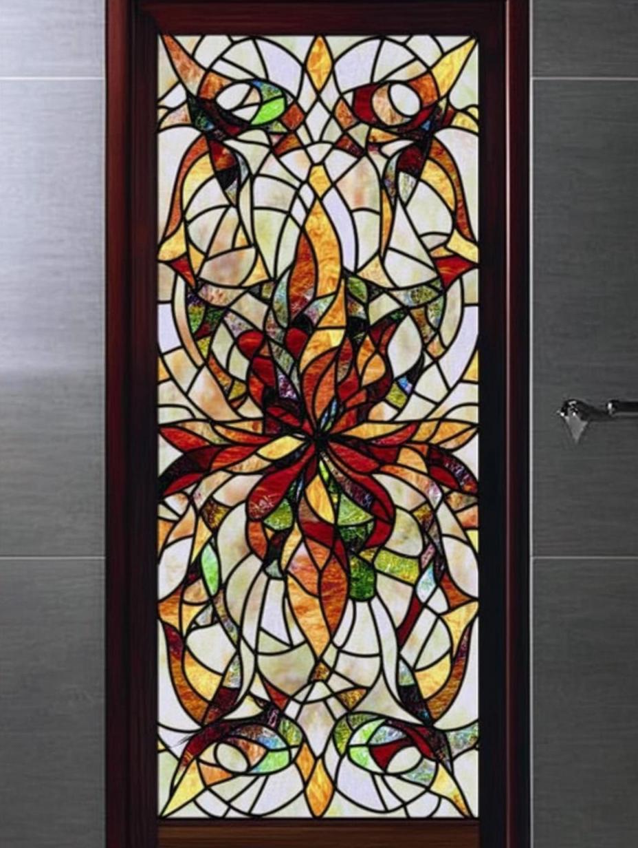 Custom Size Vintage Floral Geometry Window Privacy Film Symmetrical ...