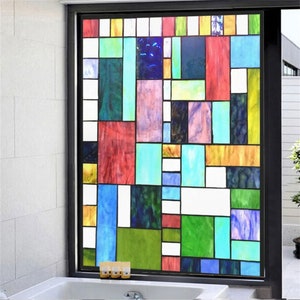Custom Size Privacy Glass Window Film Color Lattice Pattern Glue-free ...
