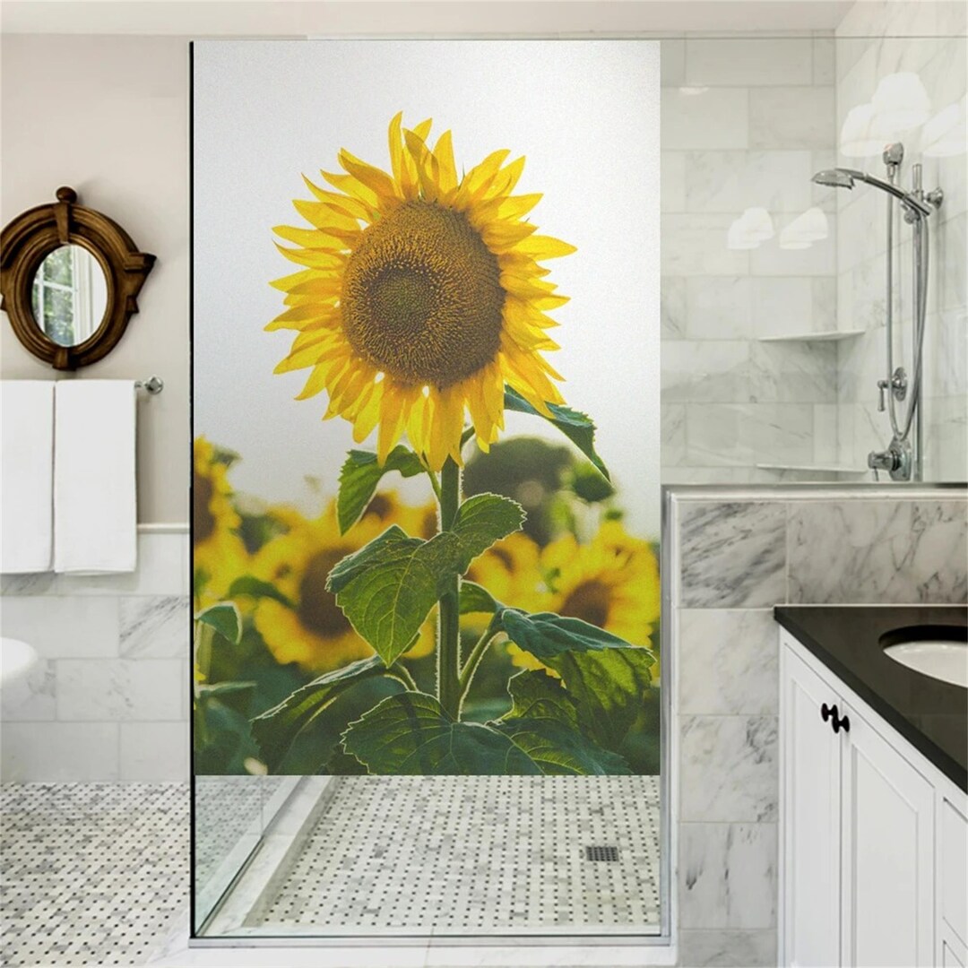 Customized Size Sunflower Pattern Privacy Window Film Static Cling UV ...