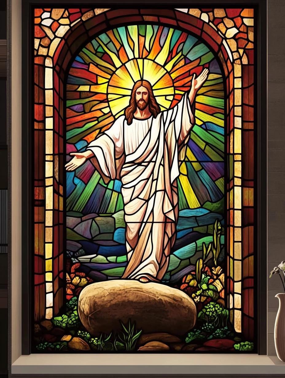 Custom Size Religious Stained Glass Window Decal Jesus With ...