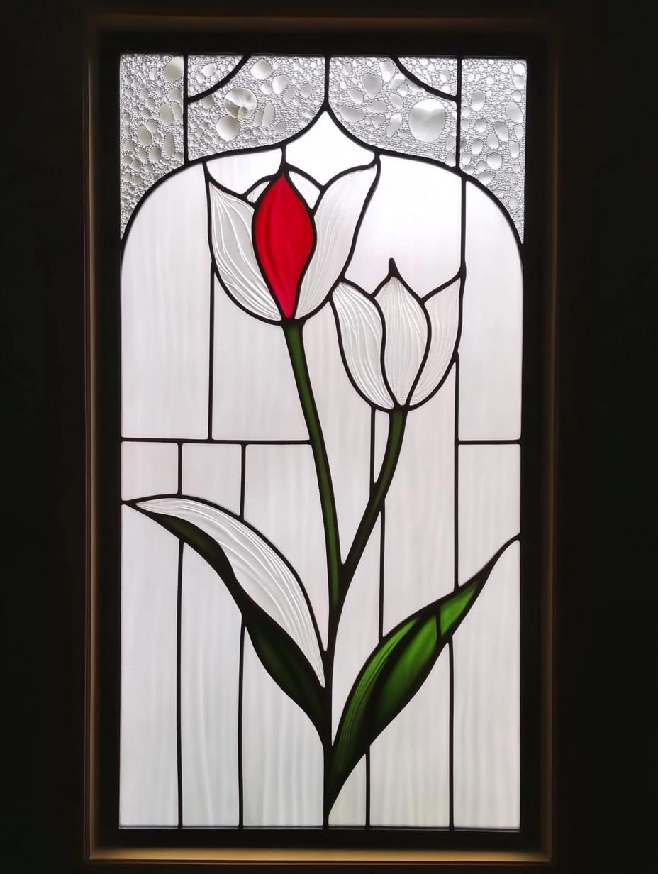 Custom Size Stained Glass Window Film Tulip Design Privacy Cling for ...