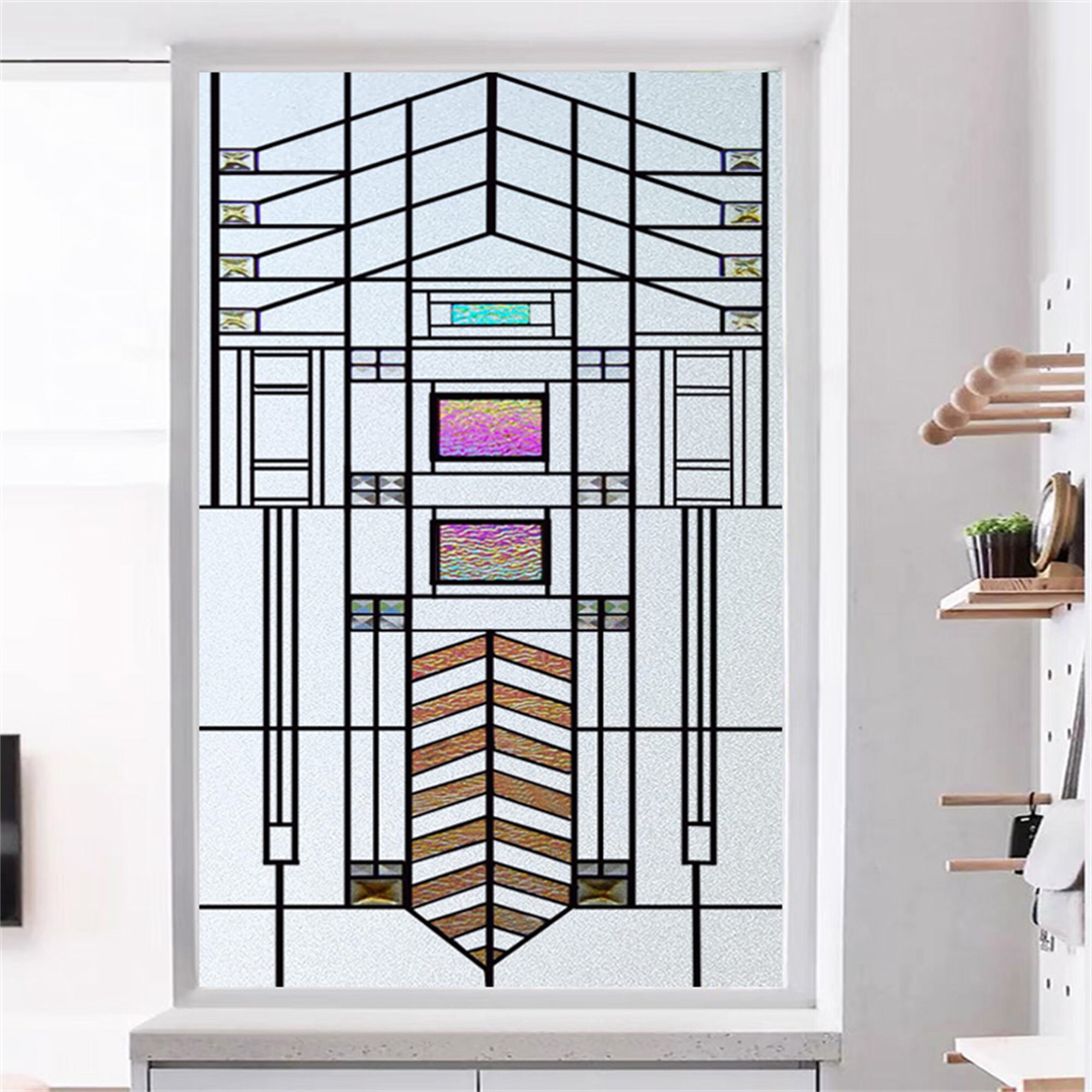 Custom Size Stained Glass Window Film Frosted Privacy Static Cling ...
