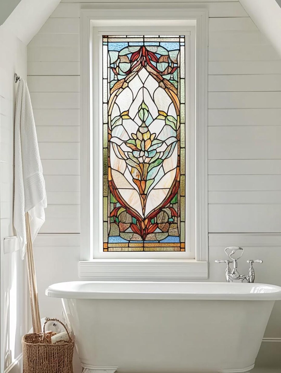 Custom Size Decorative Stained Glass Window Privacy Film Classic Floral ...