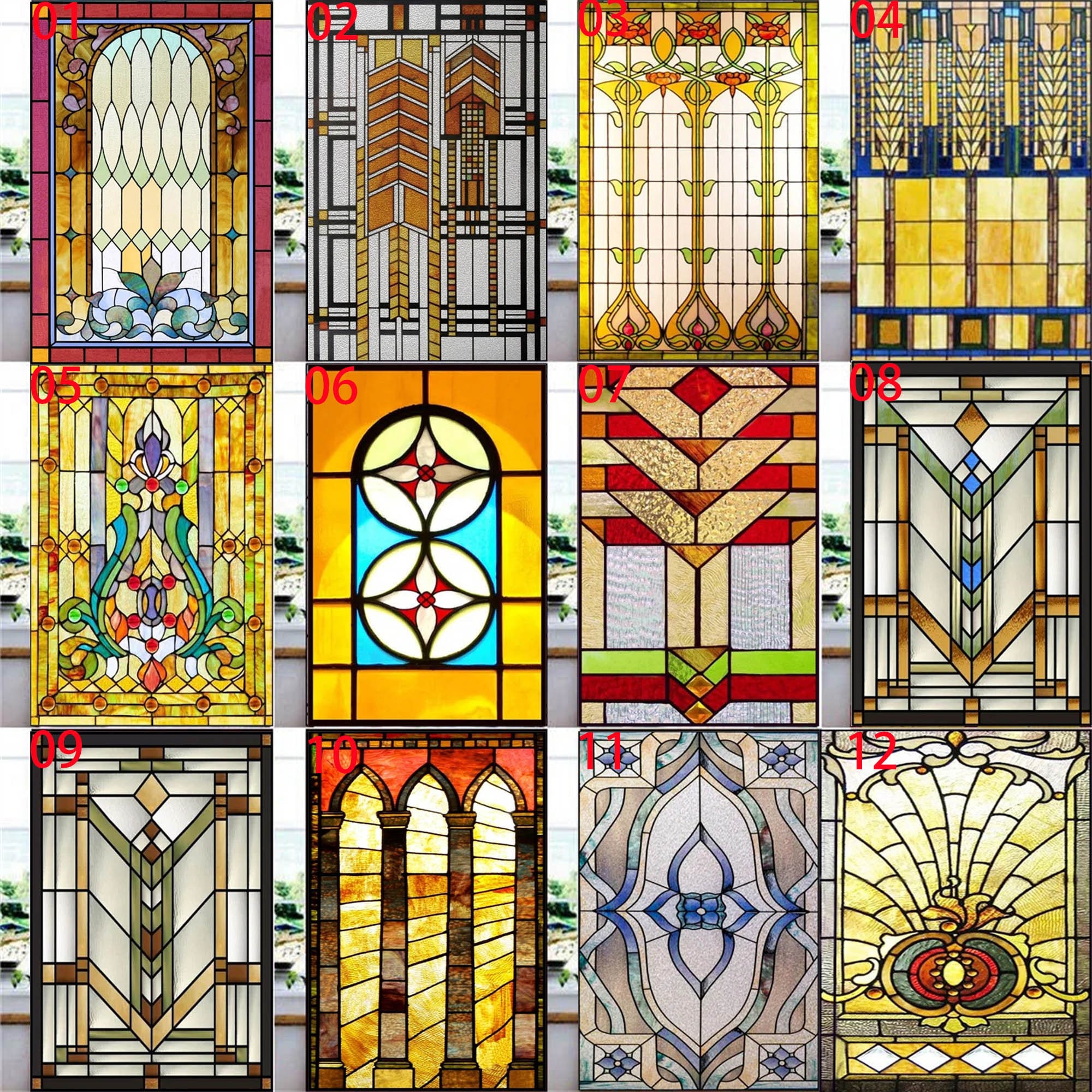 Custom-sized Frosted Stained Glass Window Film Static Cling Prairie ...