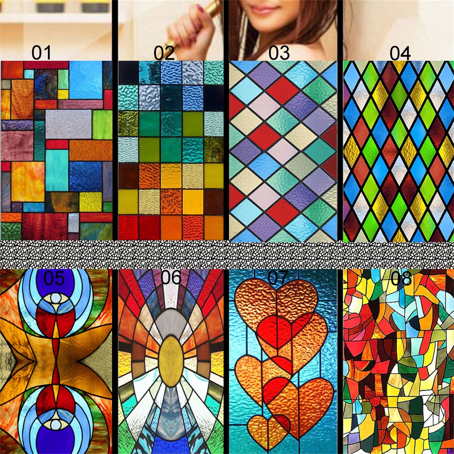 Custom Size Window Film Frosted Stained Glass Films Rainbow Effect ...