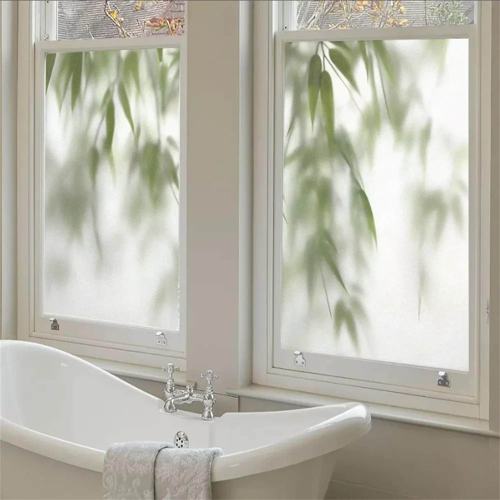 Customized Size Hazy Bamboo Leaves Privacy Window Film Frosted Glass ...