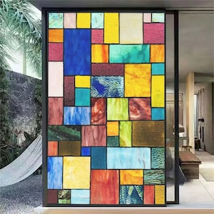 Custom Size Privacy Glass Window Film Color Lattice Pattern Glue-free ...