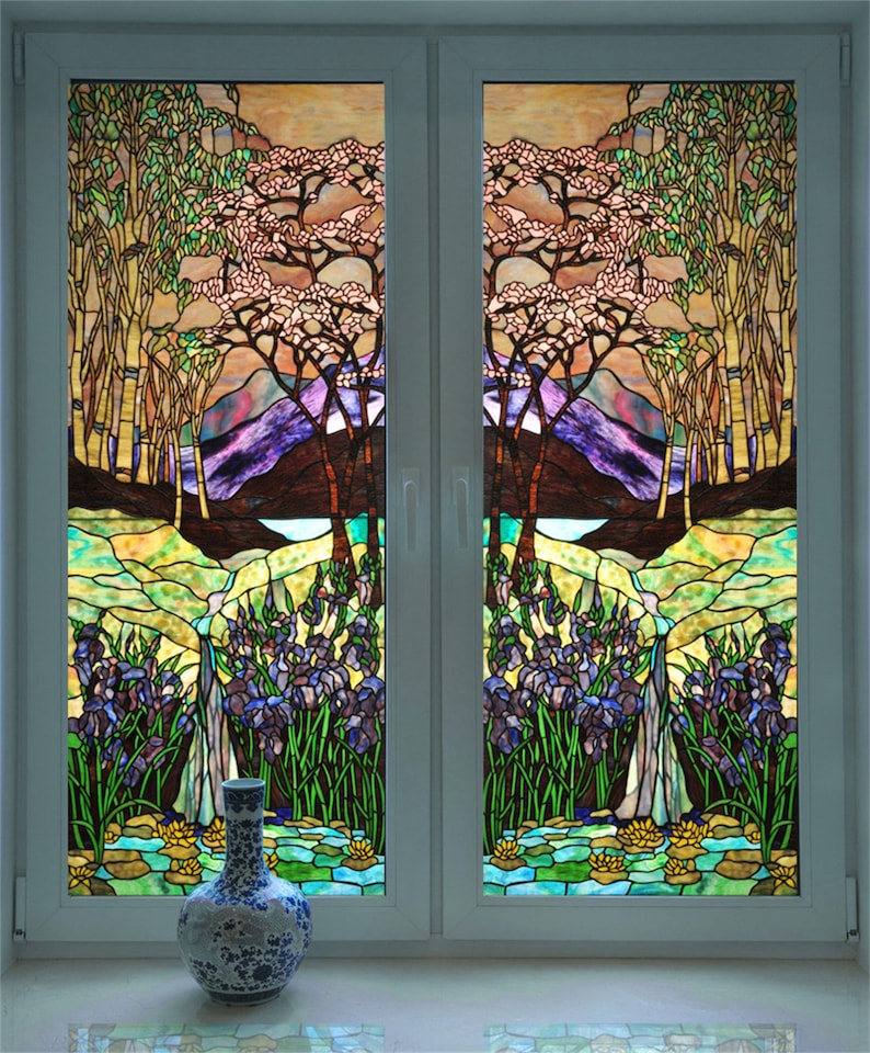 Custom Size Art Glass Film Stained Window Sticker Static Cing Privacy ...