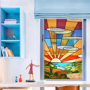 Window Film Static Cling Frosted Stained Glass Stickers Privacy 3D ...