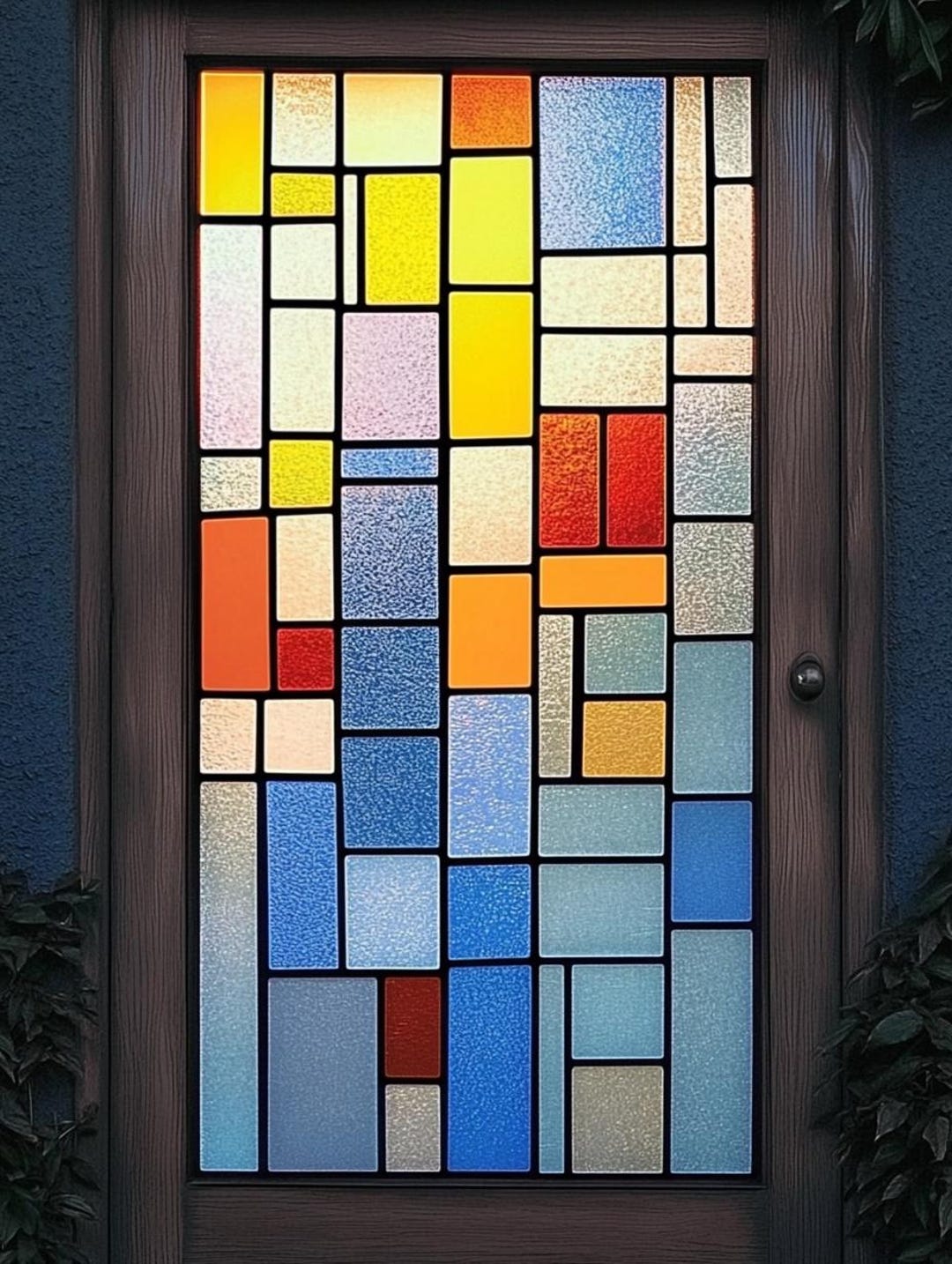 Custom Size Colorful Grid Window Privacy Film Geometric Block Style ...