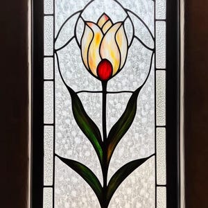 Custom Size Stained Glass Window Film Tulip Design Privacy Cling for ...