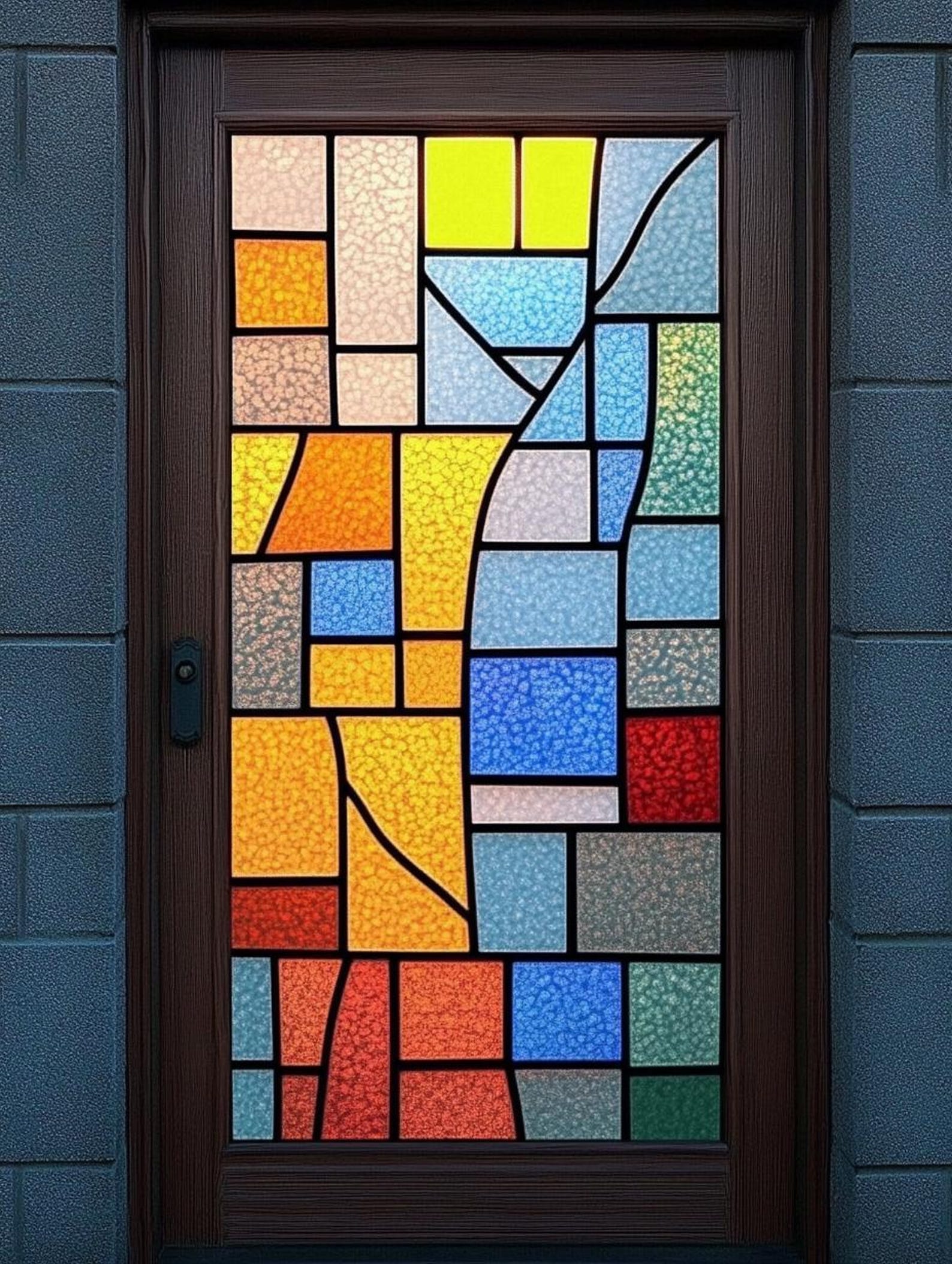 Custom Size Colorful Grid Window Privacy Film Geometric Block Style ...