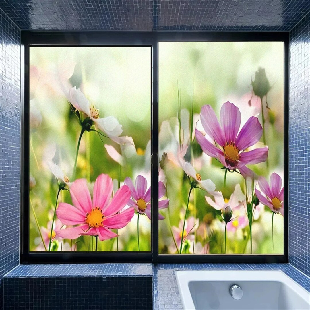Custom-sized Flower Pattern PVC Window Glass Privacy Film Frosted ...