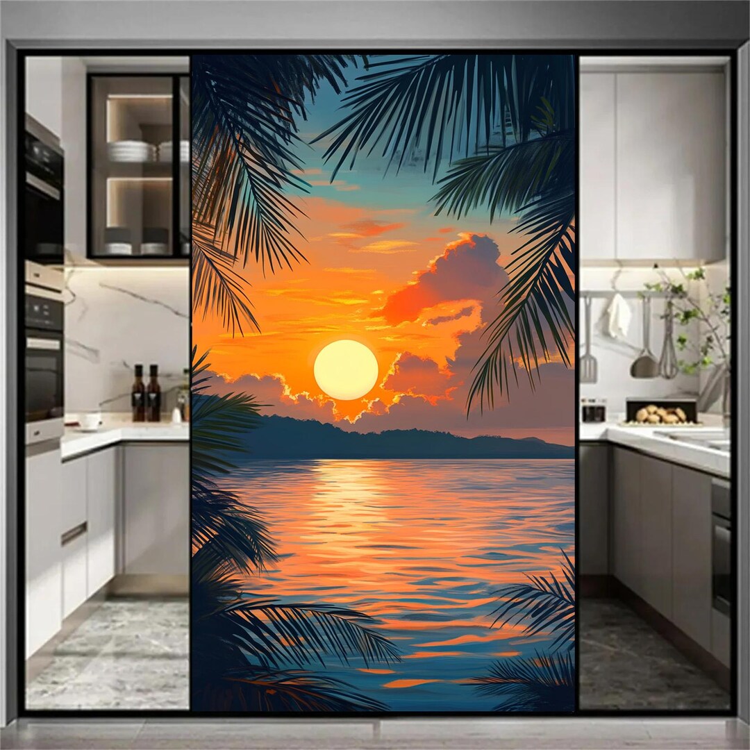 Custom Size Decorative Stained Glass Window Film Decal Featuring a ...