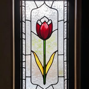 Custom Size Stained Glass Window Film Tulip Design Privacy Cling for ...